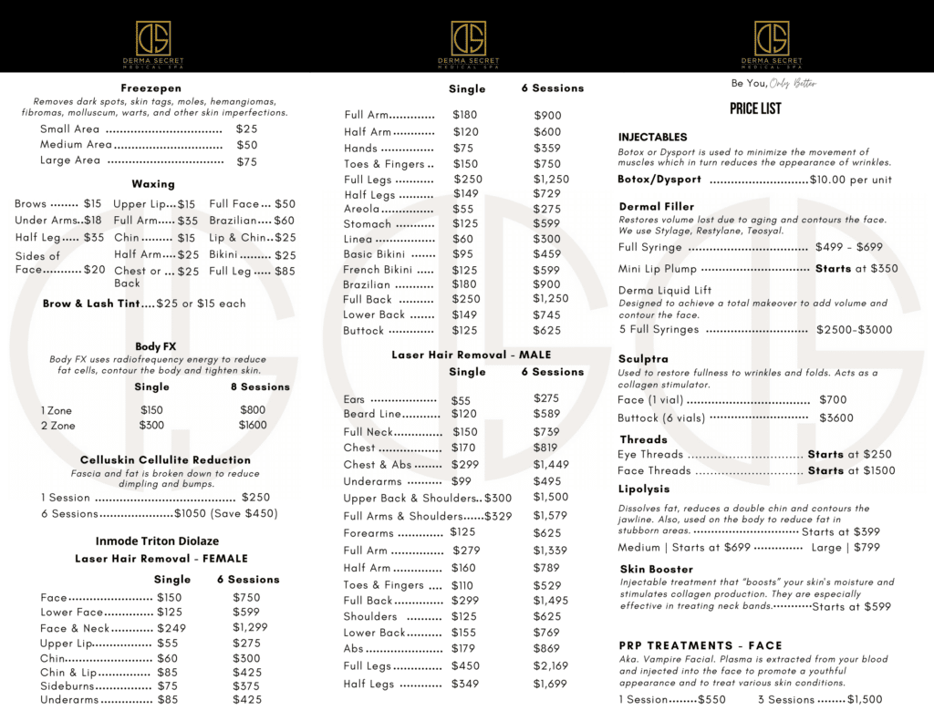 Pricing Derma Secret Pricing Derma Secret